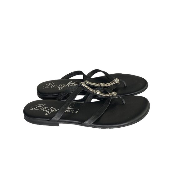 Brighton | Shoes | Brighton Womens Sandals Size 7w Black Leather Strap ...